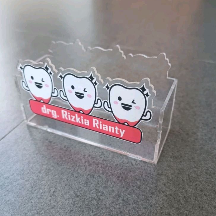 Jual Rak Akrilik Tempat Kertas Nama Custom Logo dan Tulisan Name Card ...