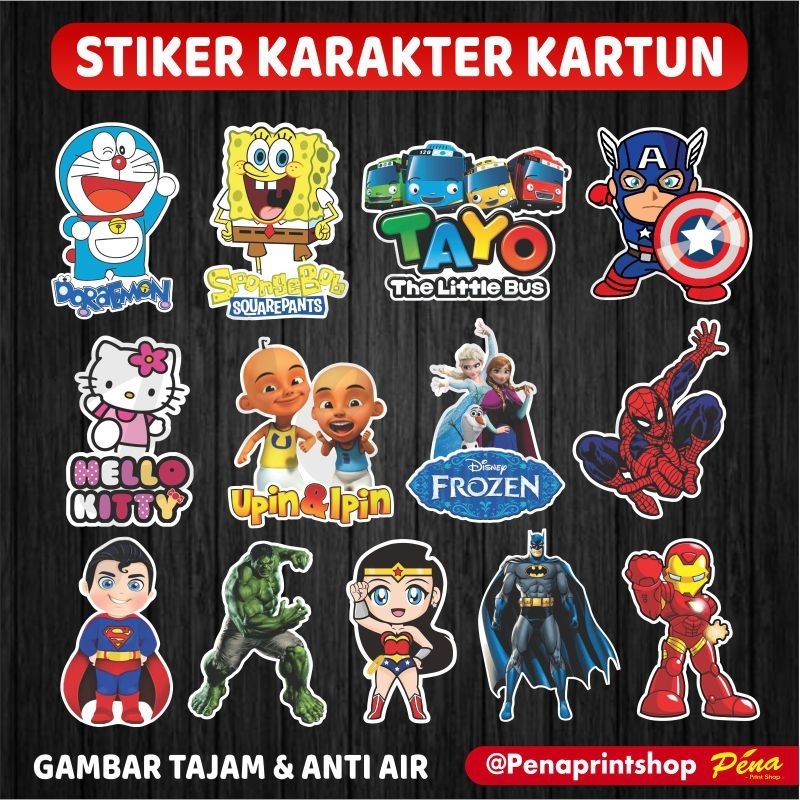 Jual Sticker Stiker Kartun Superhero Spiderman Superman Batman Iron Man ...