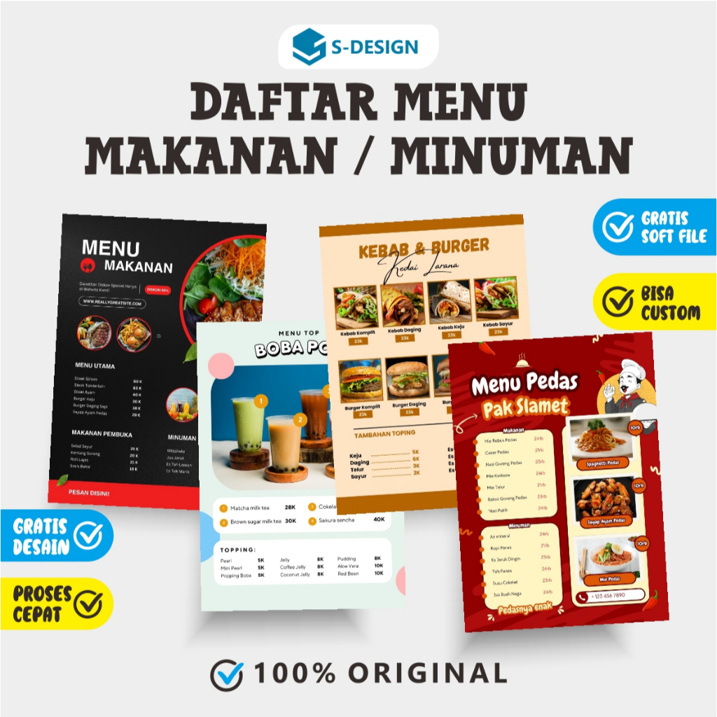 Jual DAFTAR MENU / MENU MAKANAN / LIST MENU / CETAK DAFTAR MENU ...