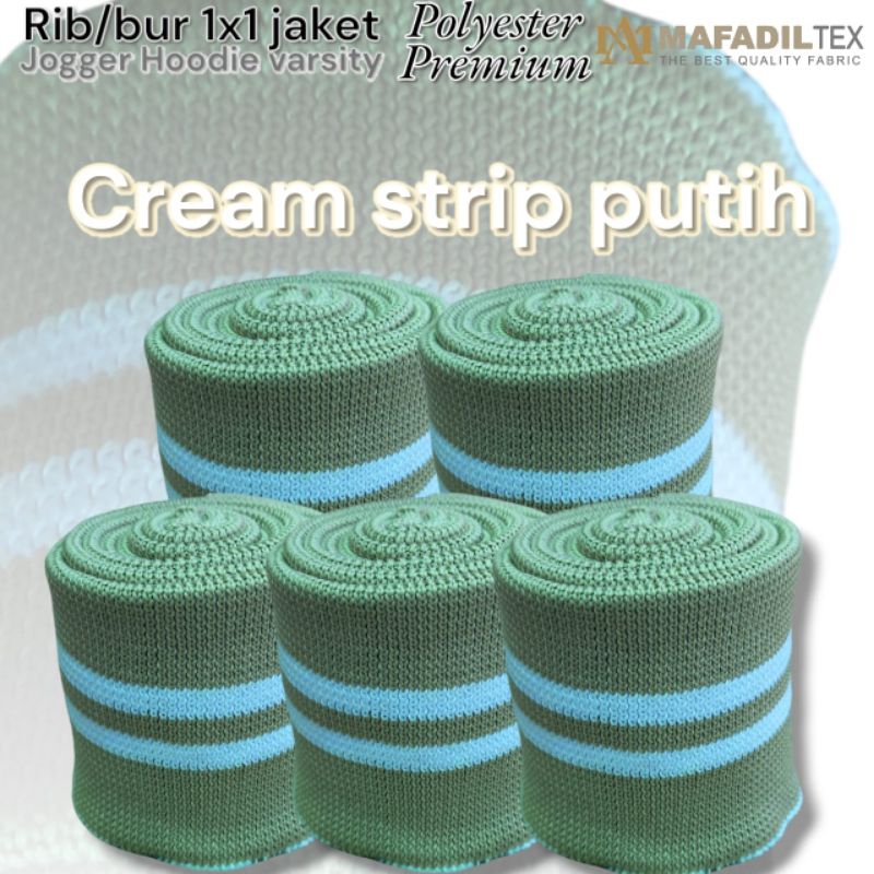 Jual Kain Rib/Bur 1x1 cream stripe putih rib polyester tebal premium ...