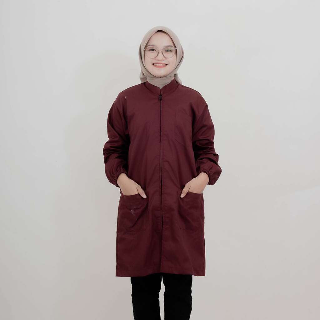 Jual Jas Lab Merah Maron / Jas Laboratorium Lengan Panjang dengan Kerut ...