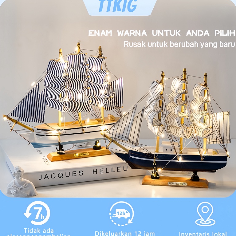 Jual Free Ongkos Kirim Wooden Sailing Model Kapal Mainan Anak Miniatur Kapal Pesiar Ornamen Kayu ...