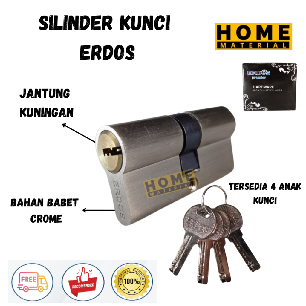 Jual Silinder kunci Erdos besar kecil 4 anak kunci Homematerial ...