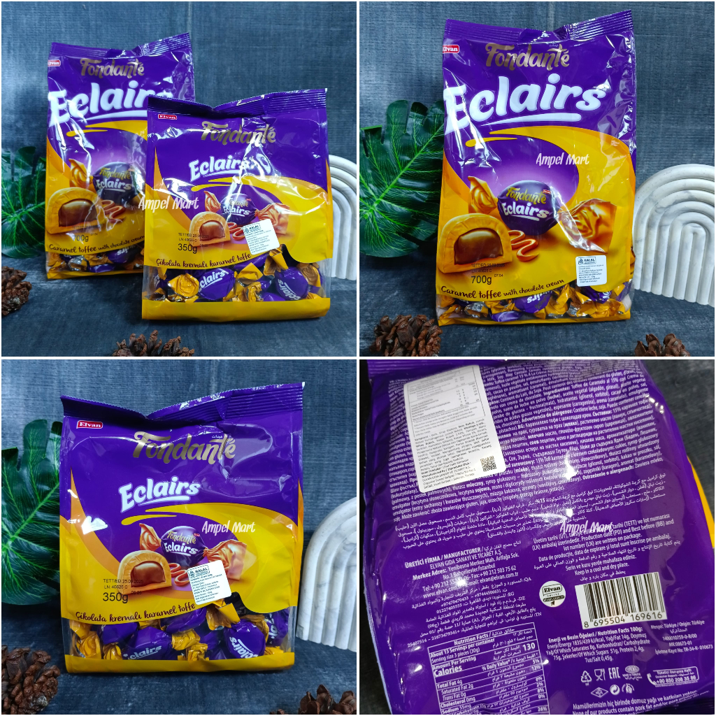 Jual Elvan Fondante Eclairs Caramel Toffee With Chocolate Sauce Filling 700g / 350g Coklat ...