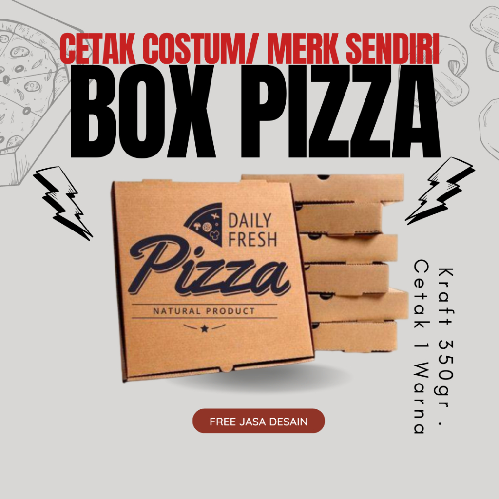 Jual (MINIM ORDER 500 LEMBAR) BOX PIZZA DIECUT DESAIN COSTUM UKURAN ...