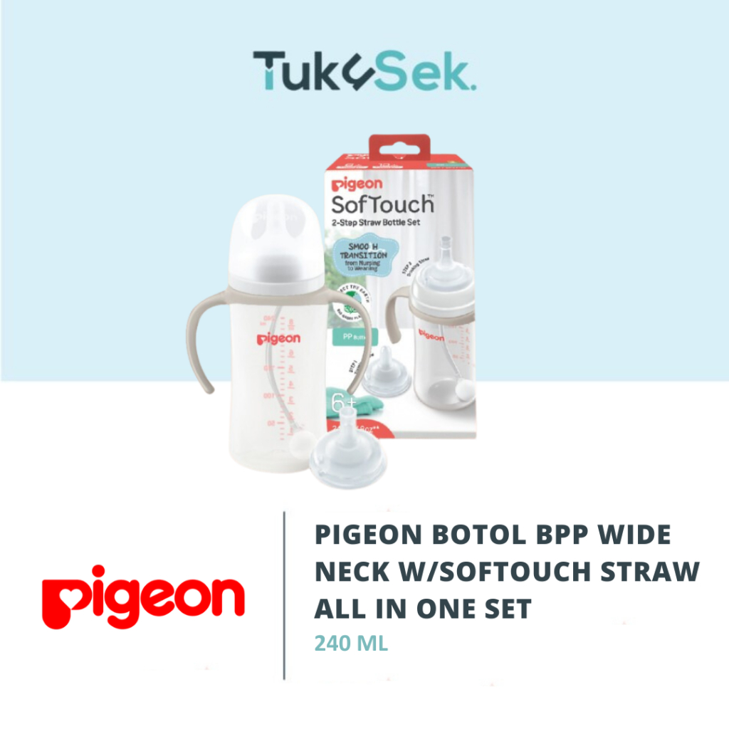 Jual PIGEON BOTOL BPP WIDE NECK 240 W/SOFTOUCH STRAW ALL IN ONE SET ...