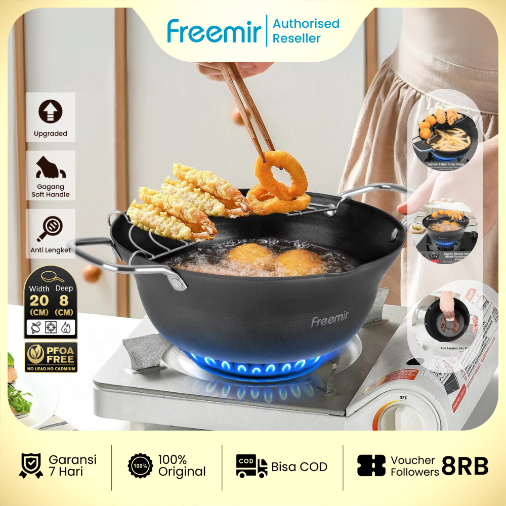 Jual freemir Set Deep Fryer 3in1/20/24 Cm Panci Penggorengan Anti ...