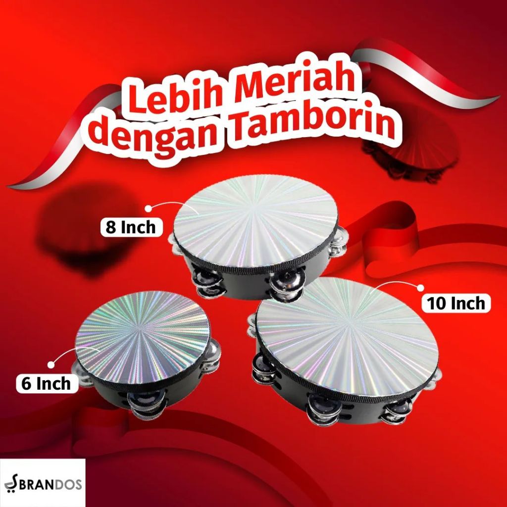 Jual Tamborin 6 / 8 / 10 Inch Hologram Double Kecrekan Tambourine ...