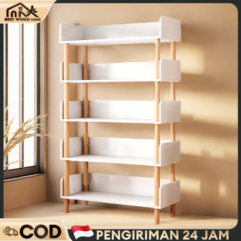 Jual Rak Buku Minimalis 6 Tingkat Rak Makanan Ringan Lemari Buku Kayu ...