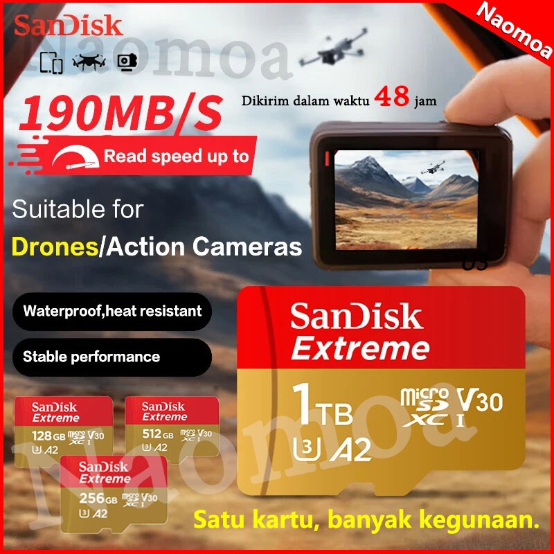 Jual Kartu SanDisk MicroSDXC/HC A2/A1 U3 Memori 64GB/128GB/256GB/512GB/1TB/32GB Kartu TF ...
