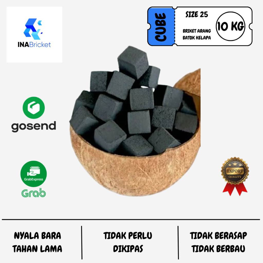 Jual Arang Briket Batok Kelapa Cube 10kg | Shopee Indonesia