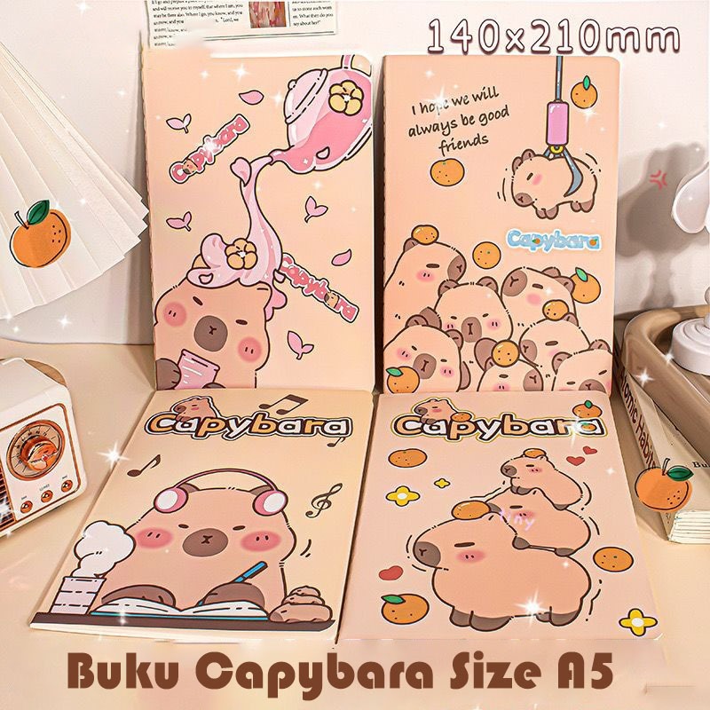 Jual (1 PACK ISI 4 BUKU) BUKU TULIS UKURAN A5 KARAKTER CAPYBARA #ST110 ...