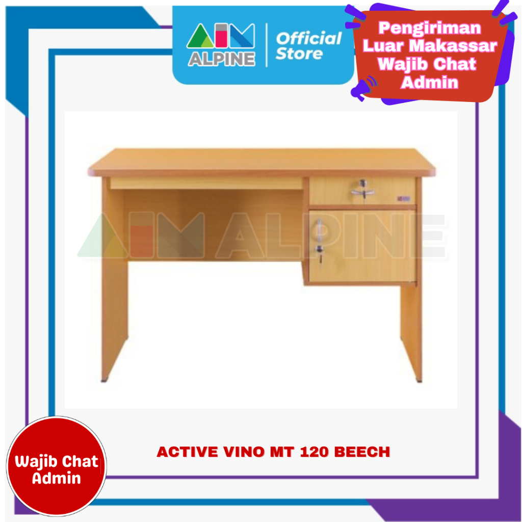 Jual ACTIVE VINO MT 120 BEECH MEJA TULIS/MEJA KANTOR (FREE ONGKIR MIN ...