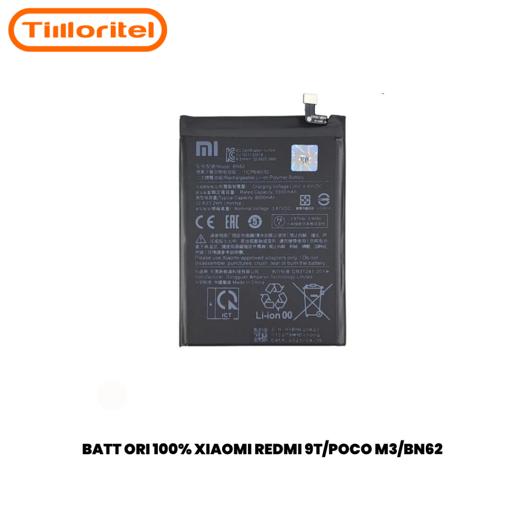 Jual BATTERT BATRE ORI 100% XIAOMI REDMI 9T/POCO M3/BN62 | Shopee Indonesia