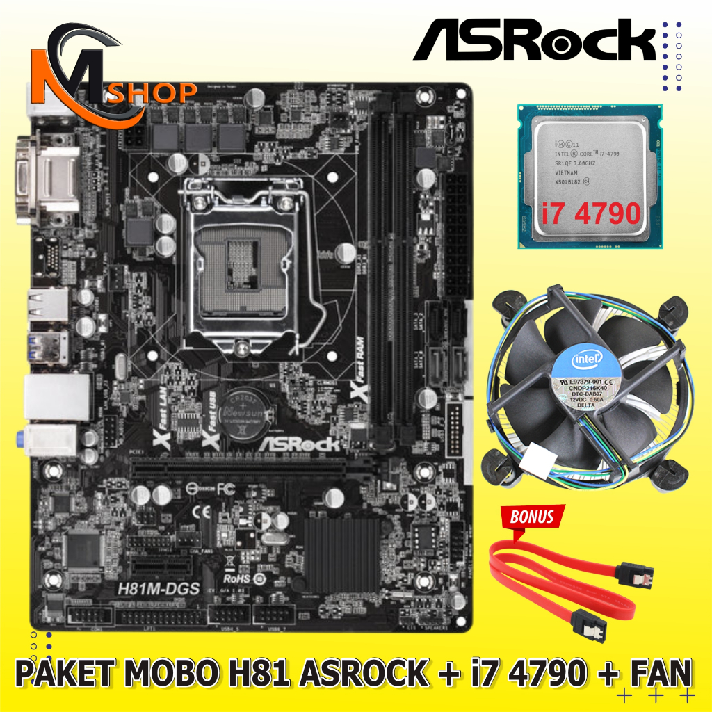 Jual Paket Mainboard Mobo Motherboard Intel H81 Asrock LGA 1150 DDR3 ...