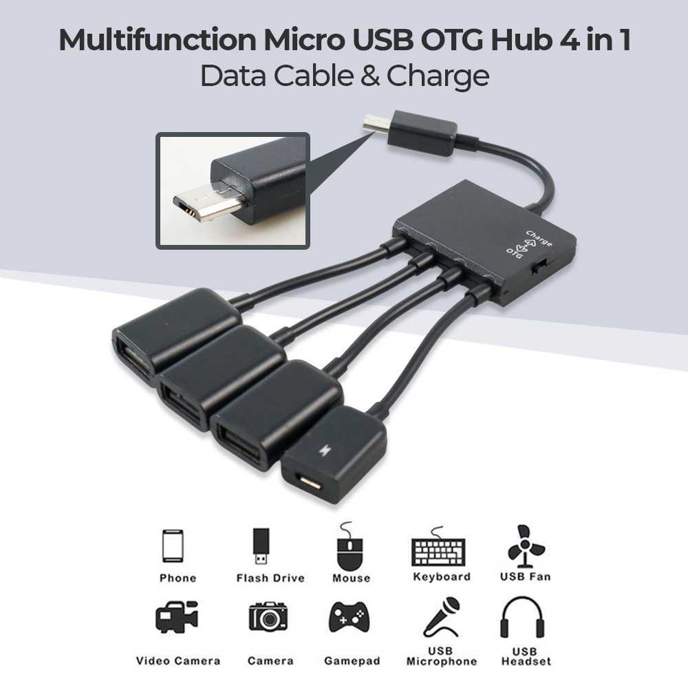 Jual Multifunction Micro USB OTG Hub 4 in 1 Data Cable & Charge Multifungsi | Shopee Indonesia