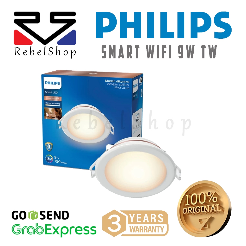 Jual Philips Smart WiFi Lampu LED Downlight 9W Tunable White Wiz - 9 Watt | Shopee Indonesia