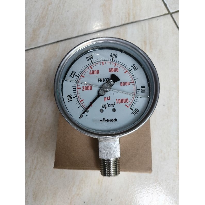 Jual pressure gauge 4" model raket 10.000 psi conector 1/2 npt stainless | Shopee Indonesia