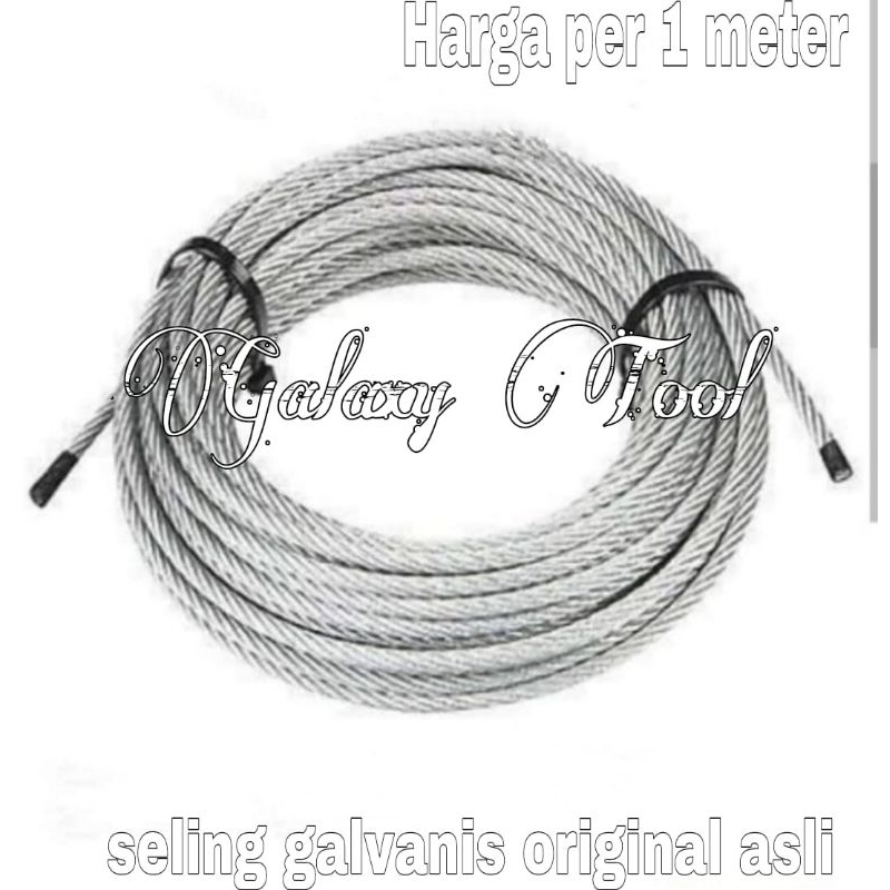 Jual kawat Seling baja bahan galvanis 2 3 4 5 6 8 10 mm Tali Sling baja ...