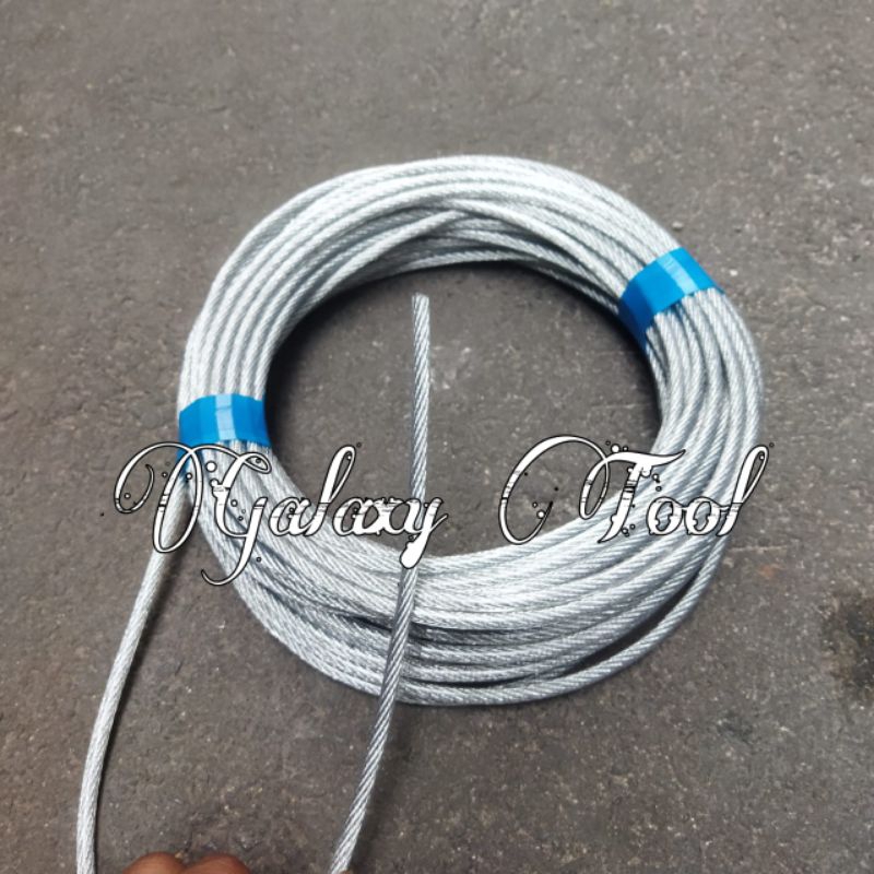 Jual Tali Seling baja Kawat Sling Lapis Plastik PVC 2 3 4 5 6 8 mm kawat Sling baja Galvanis PVC ...