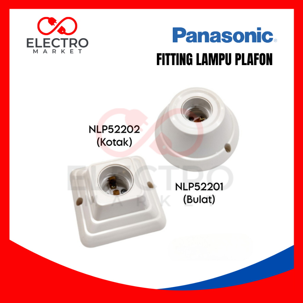 Jual PANASONIC Fitting Lampu Plafon E27 Bulat Kotak Segi NLP52202 ...
