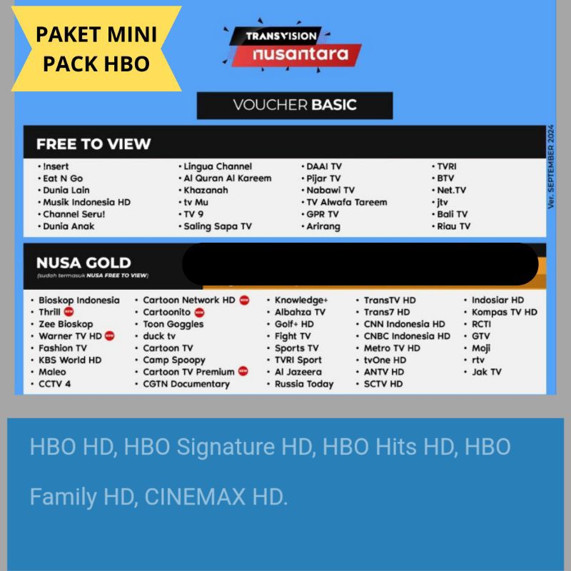 Jual Paket Nusa HBO Transvision Nusantara | Shopee Indonesia
