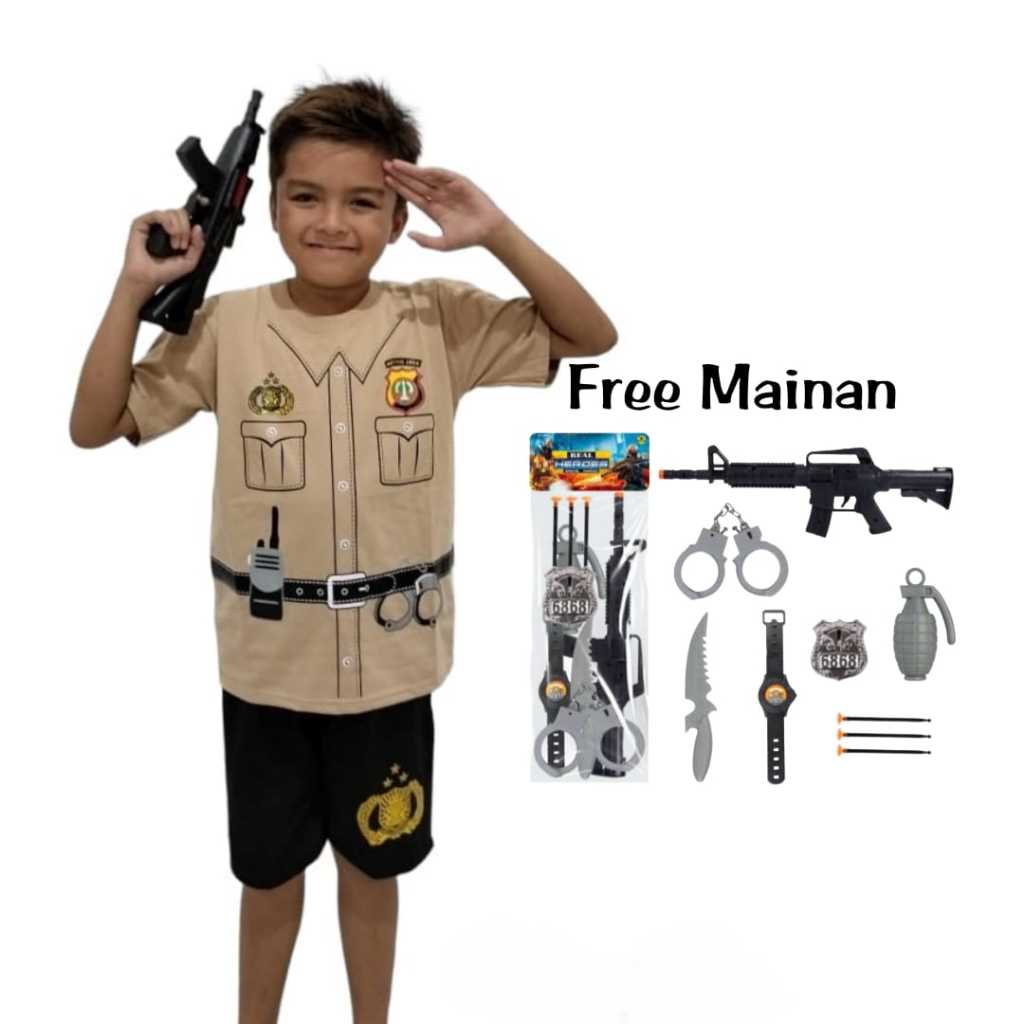 Jual PAKET LENGKAP SETELAN BAJU KOSTUM PROFESI POLISI ANAK SET COMBO ...