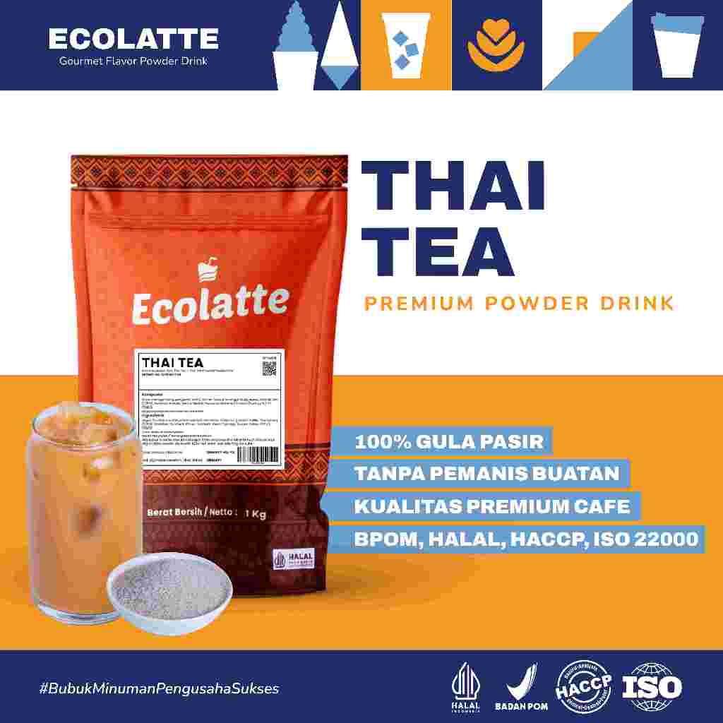 Jual THAI TEA ECOLATTE BUBUK MINUMAN 1 KG PREMIUM Powder DrinK Enak ...