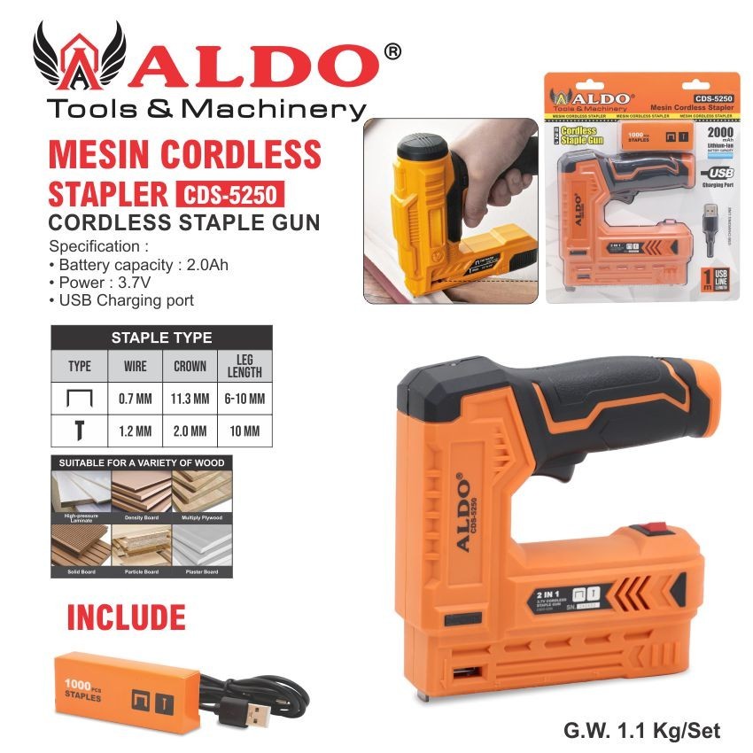 Jual MESIN CORDLESS STAPLER CDS-5250 / CORDLESS STAPLE GUN / MESIN PAKU STAPLES TEMBAK BATERAI ...