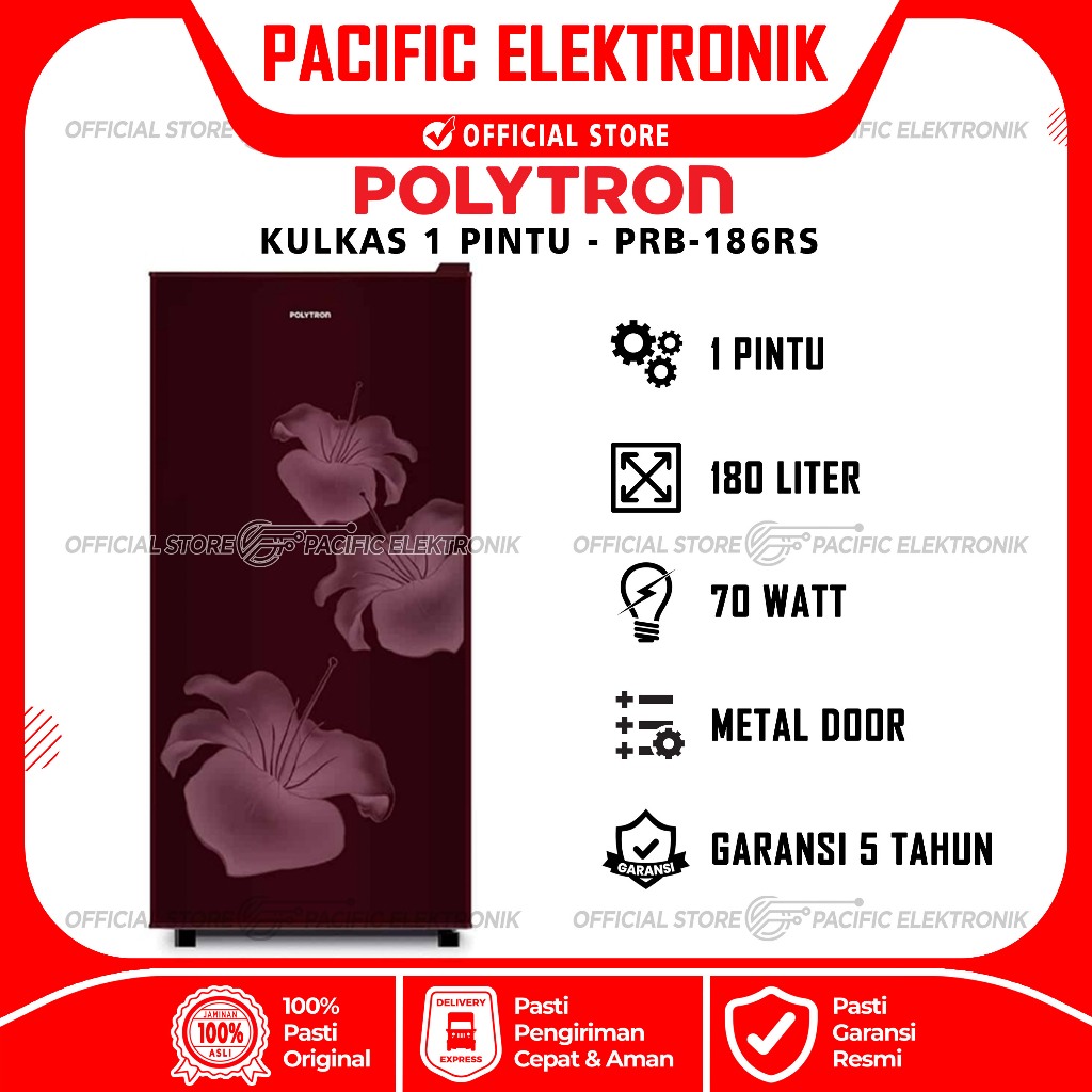 Jual Kulkas Polytron 1 Pintu PRB 186 / 186R / 186RS | Shopee Indonesia
