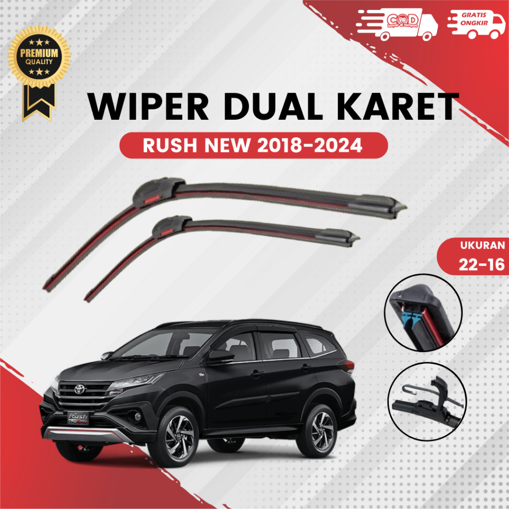 Jual Wiper Double Karet Frameless Daihatsu Rush New 2018-2024 | Ukuran ...