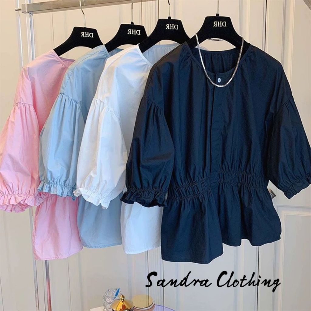 Jual Sandra'c blouse kancing katun poplin | Shopee Indonesia