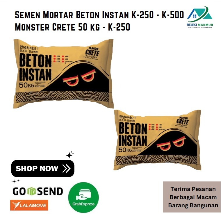 Jual Semen Mortar Beton Instan K-250 - K-500 Monster Crete 50 kg - K-250, (Area JABODETABEK ...