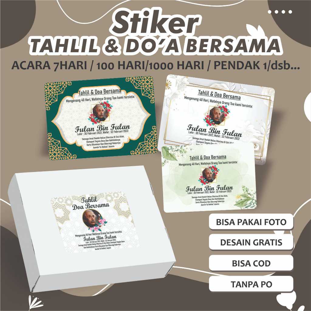 Jual STIKER TAHLIL NASI KOTAK / BOX MAKANAN 100HARI / 1000HARI / PENDAK ...