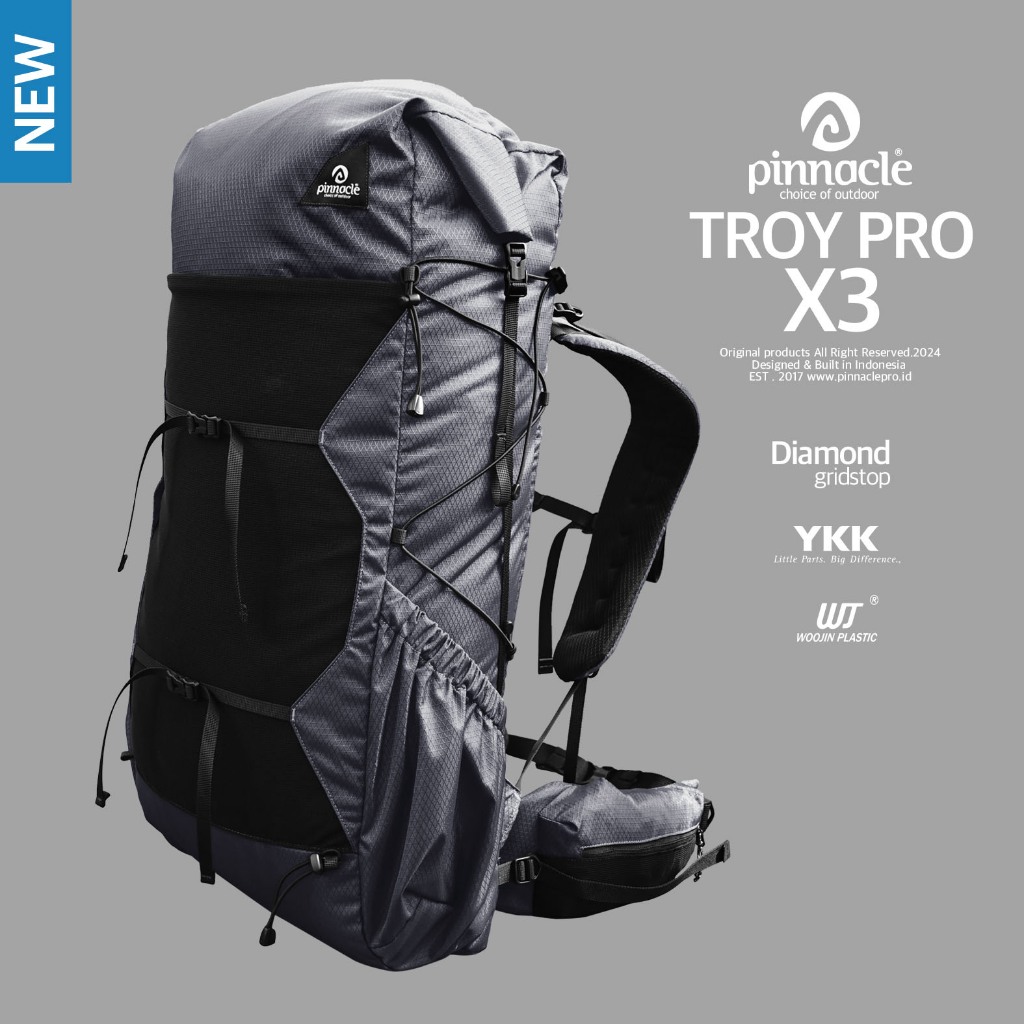 Jual Pinnacle Pro Official Troy Pro X3 38L Backpack Diamond Gridstop ...