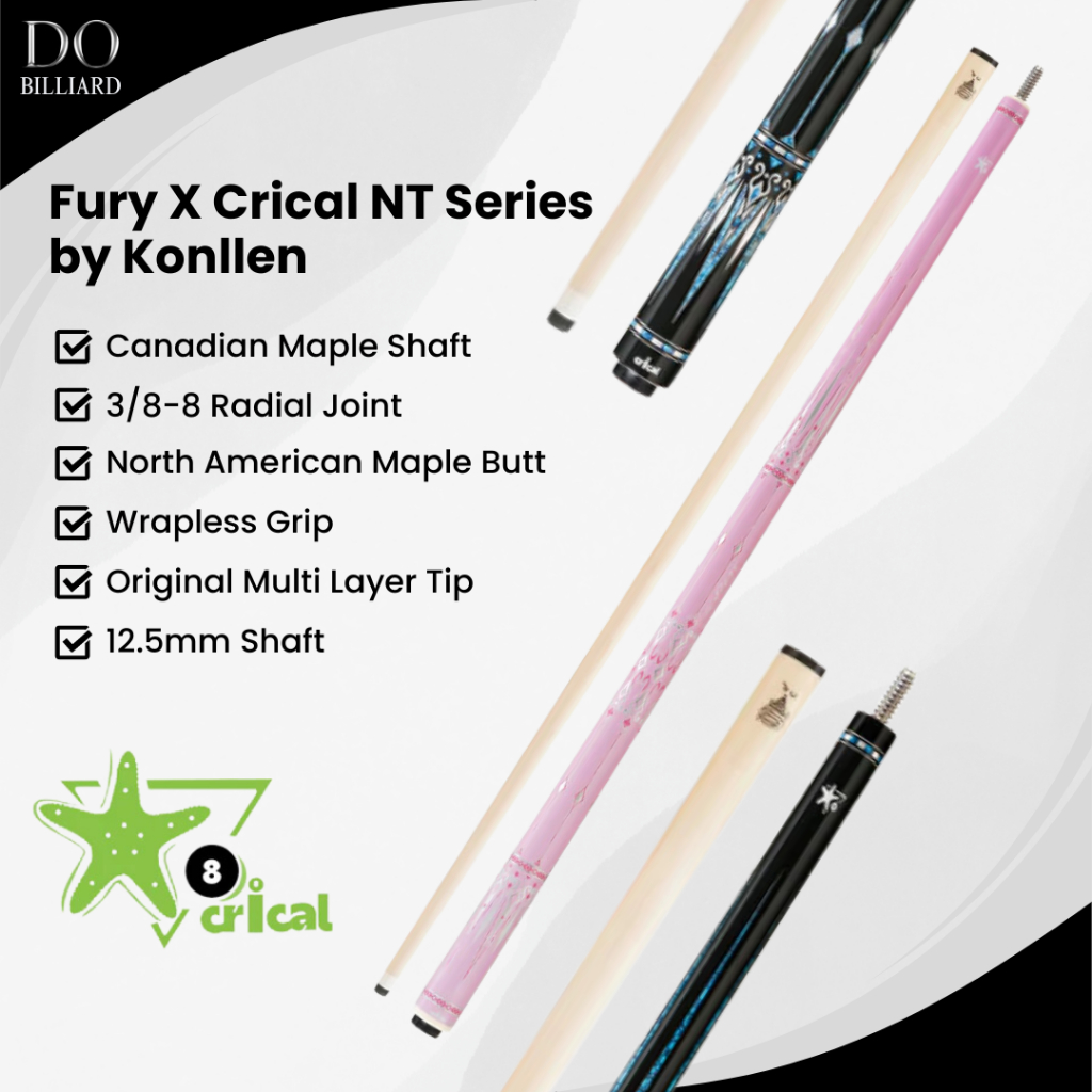 Jual Stick Billiard FURY X CRICAL NT SERIES BY KONLLEN Cue Wrapless ...
