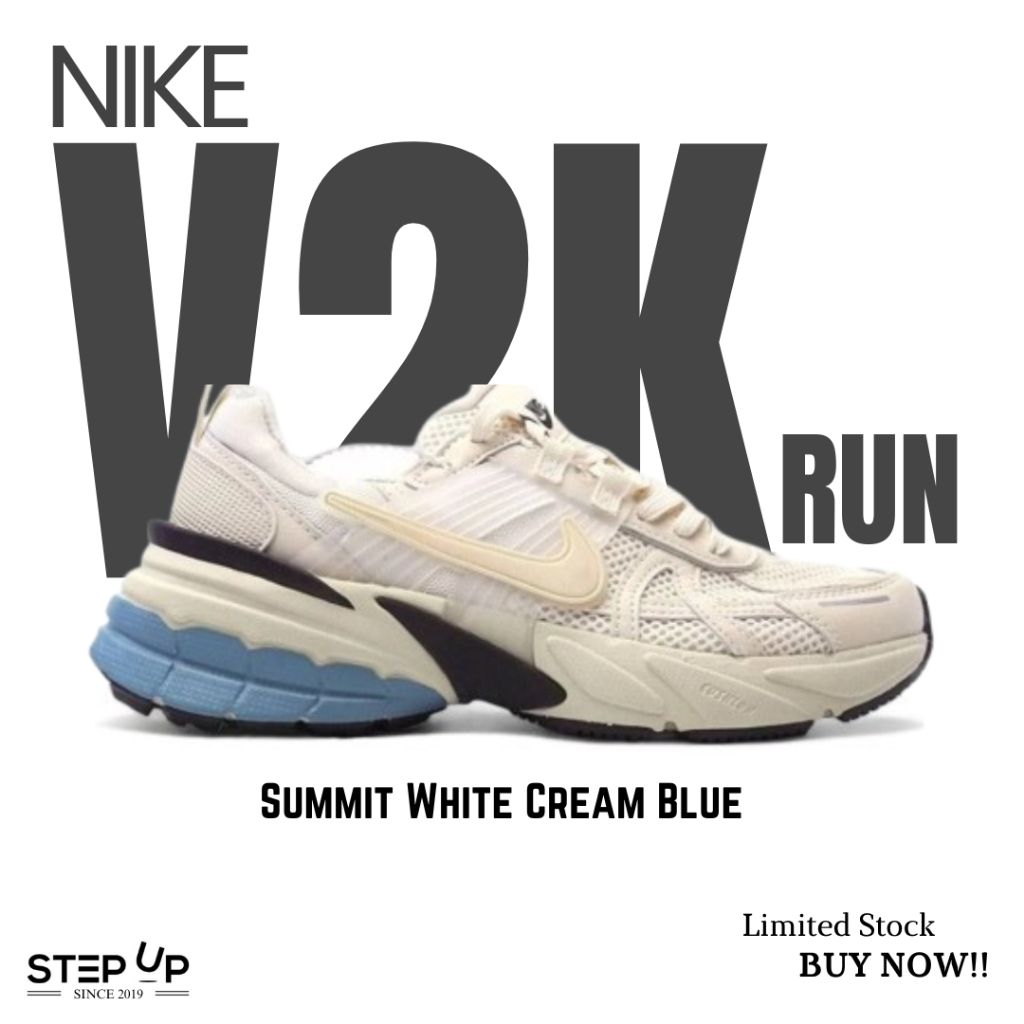 Jual Sepatu Running Nike V2K Run Runtekk Summit White Cream Blue BNIB ...