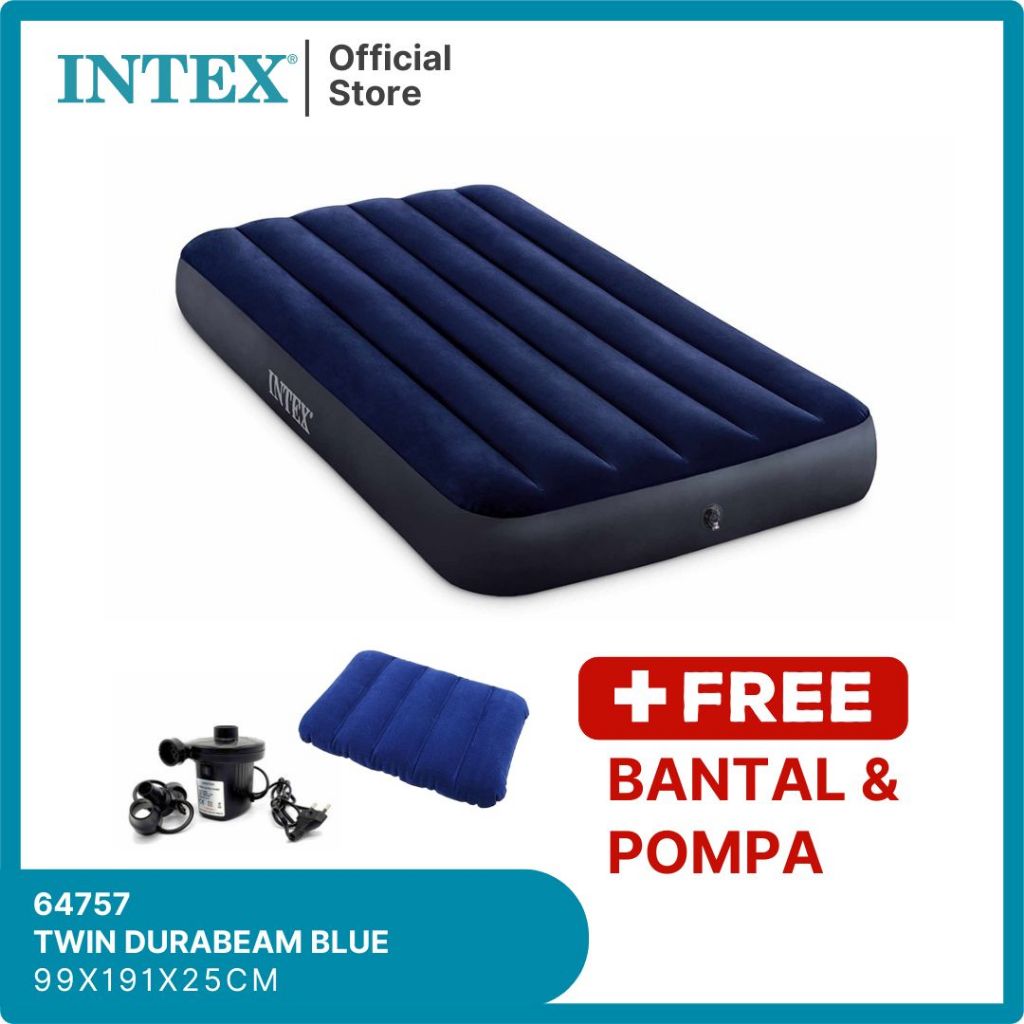 Jual INTEX Kasur Angin Dura Beam Blue 64757 | Shopee Indonesia