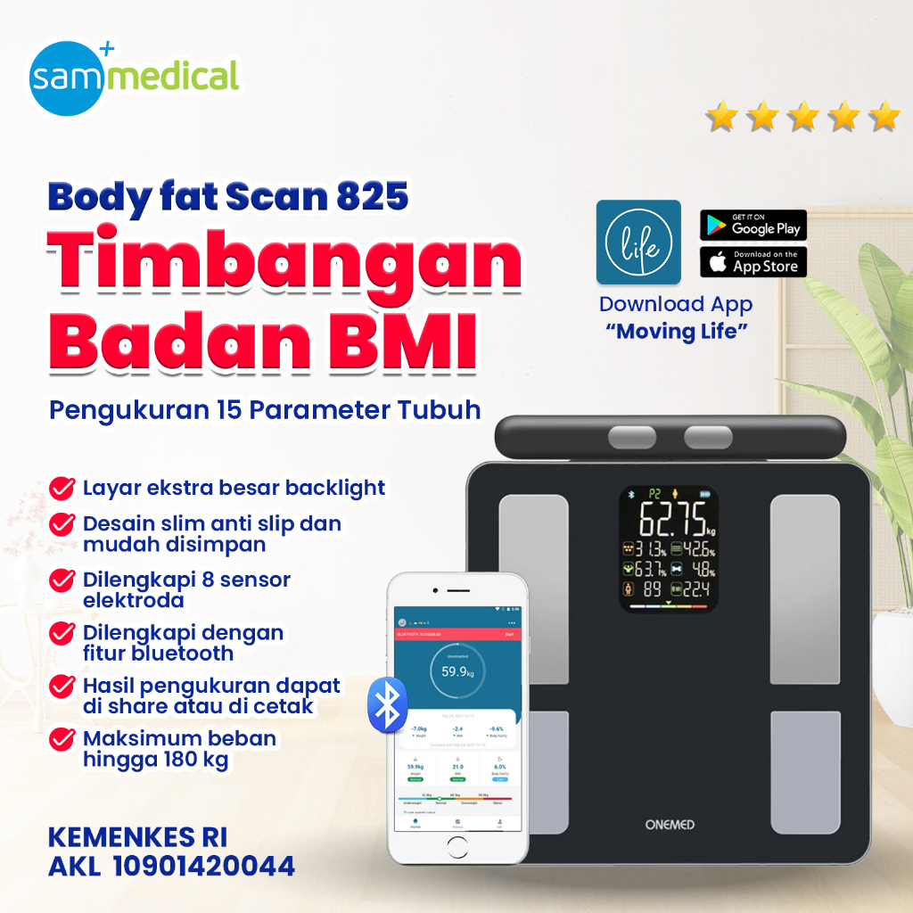 Jual Onemed Timbangan Badan Digital Body Fat Scan 825 With Bluetooth ...