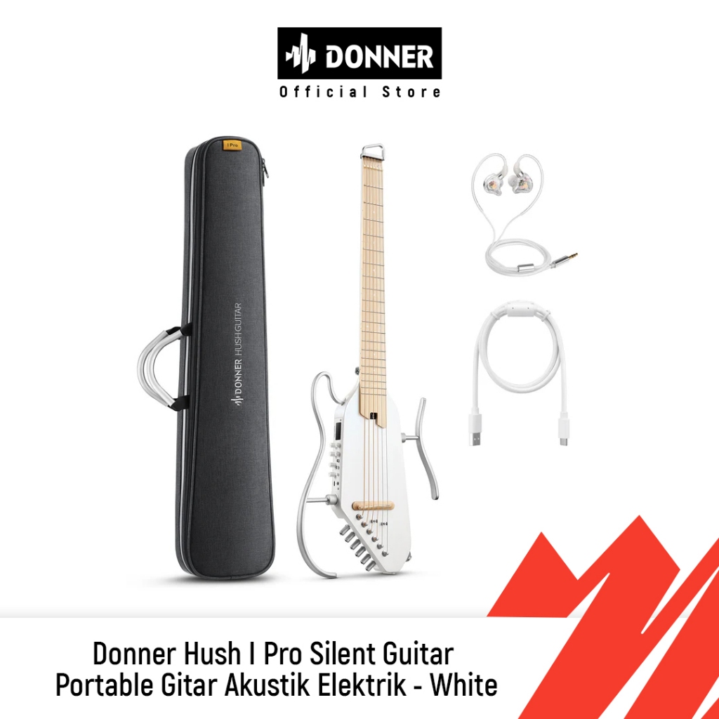Jual Donner Hush I Pro Silent Guitar Portable Gitar Akustik Elektrik - White | Shopee Indonesia