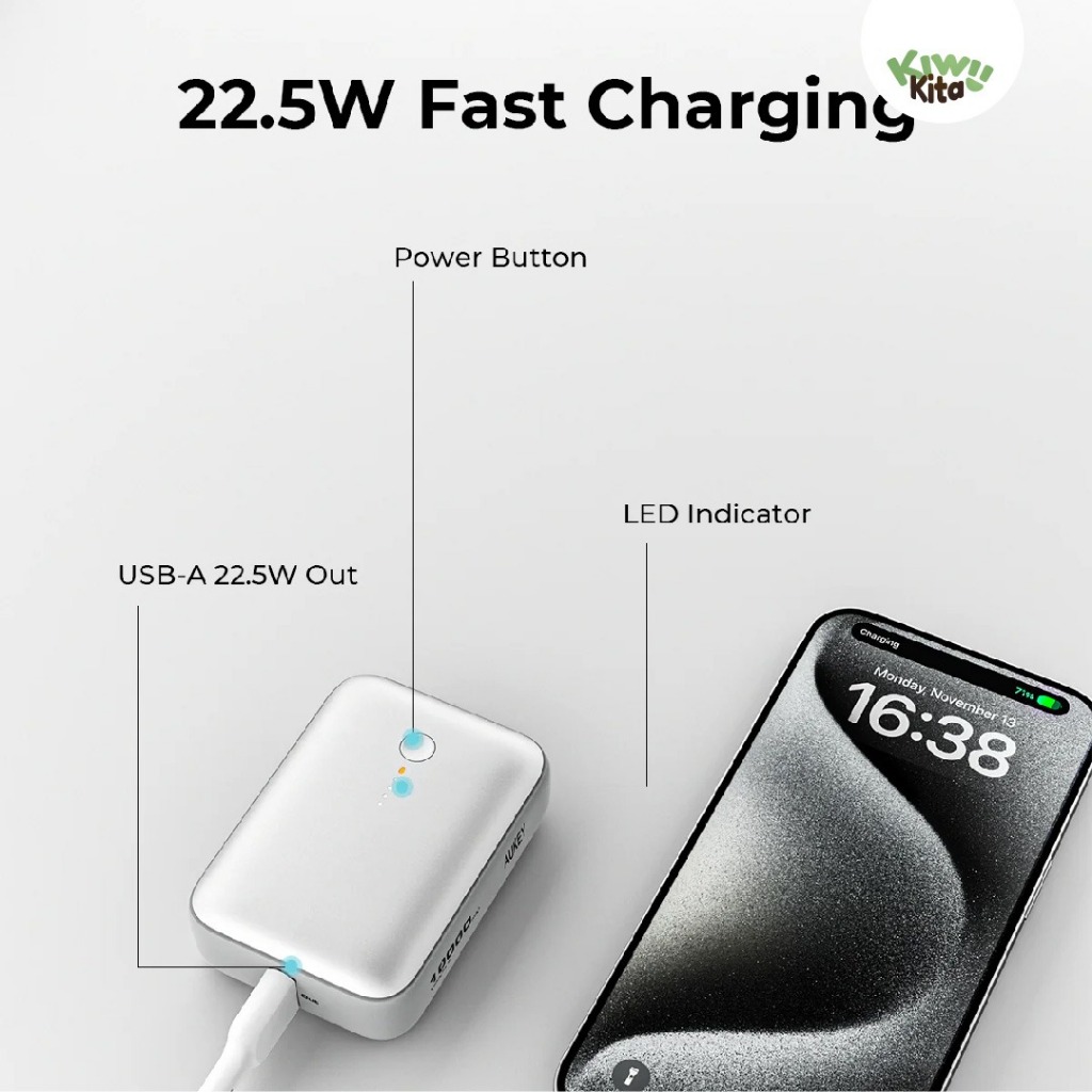 Jual AUKEY Mini Powerbank 10000 mAh 22.5 W Fast Charging Type C & USB A ...