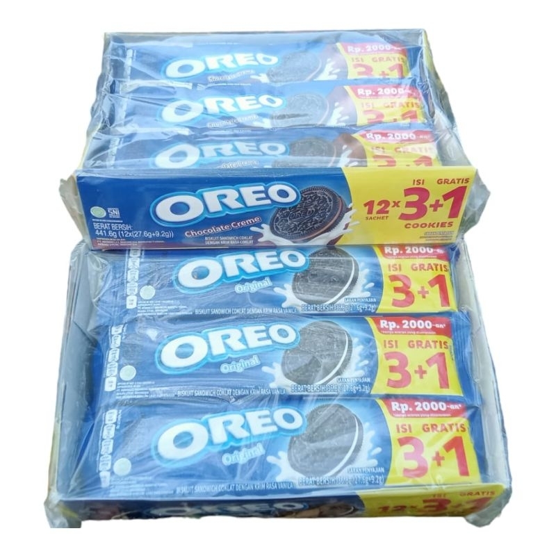 Jual (12pc)Oreo sandwich 3+1 Oreo 2000 an vanila dan coklat | Shopee ...