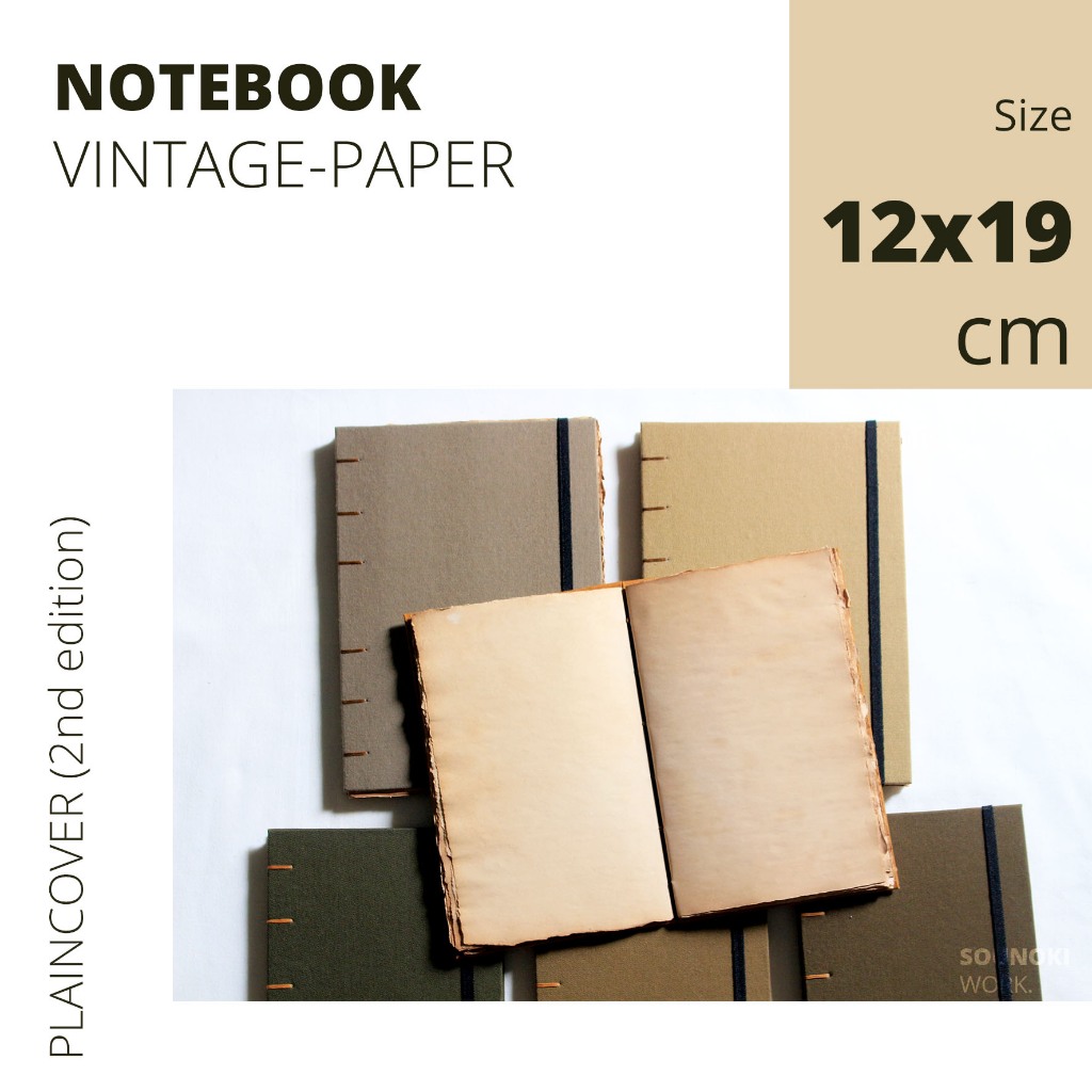 Jual Notebook Vintage Paper | Size 12x19 cm | Cover Polos Edisi 2 ...