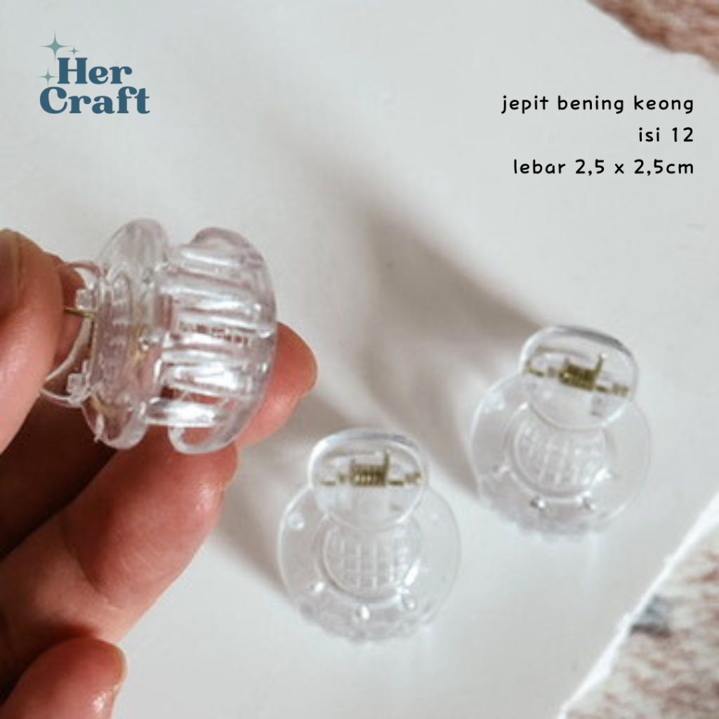 Jual Hercraft - jepit bulat bening keong isi 12 | Shopee Indonesia
