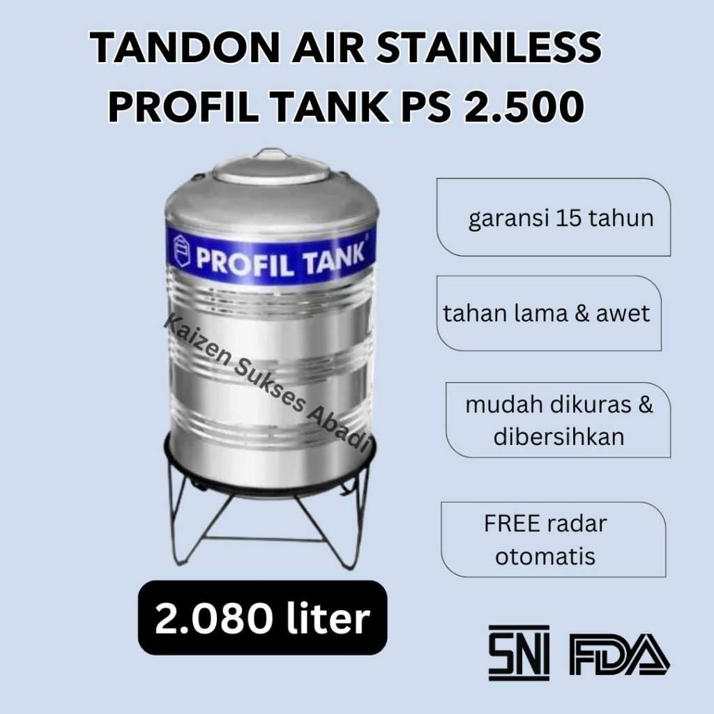 Jual Tandon tangki toren air stainless stenlis steel dengan kaki merek ...