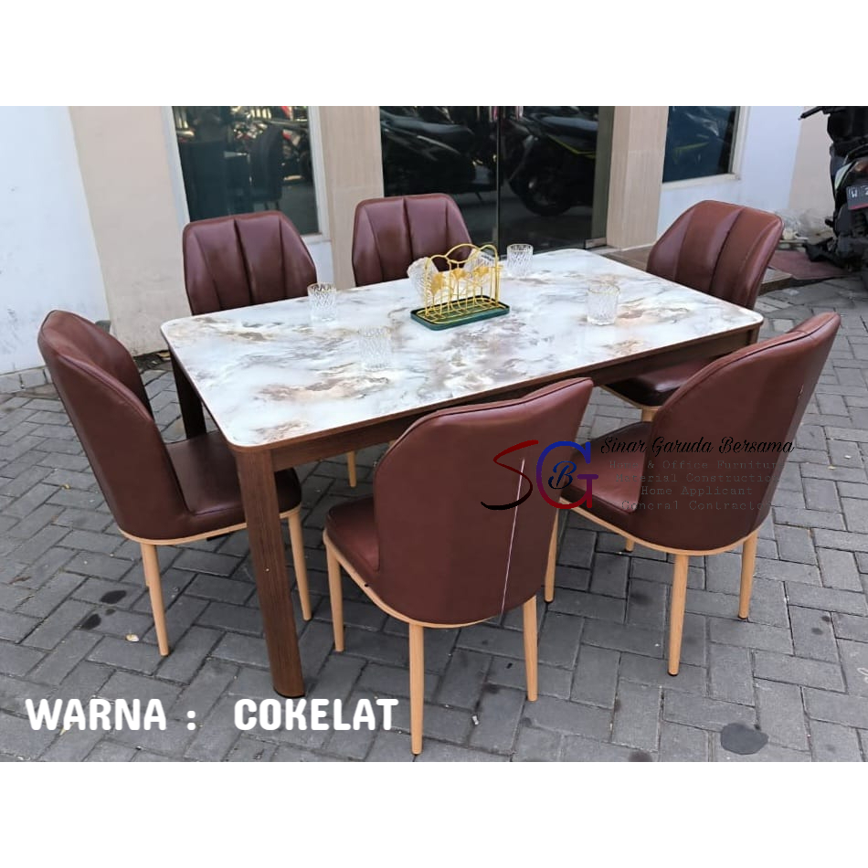 Jual MEJA MAKAN IMPORT RANGKA KAKI BESI + MEJA MARMER MOTIF MARBLE ...
