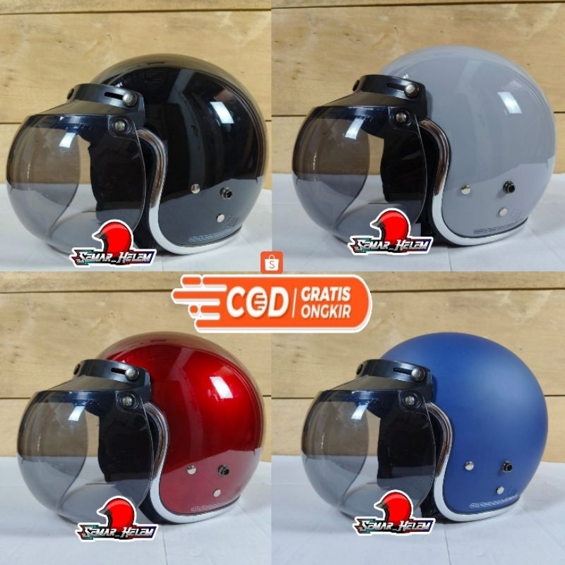 Jual Ukuran M L XL Helm Bogo Dewasa Pria Wanita KACA CEMBUNG HITAM Helm ...