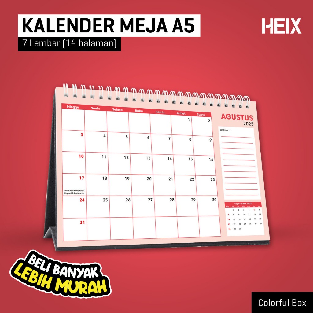 Jual Kalender Meja A5 Custom Logo 7 Lbr - 14 Hal Duduk Box Notes ...