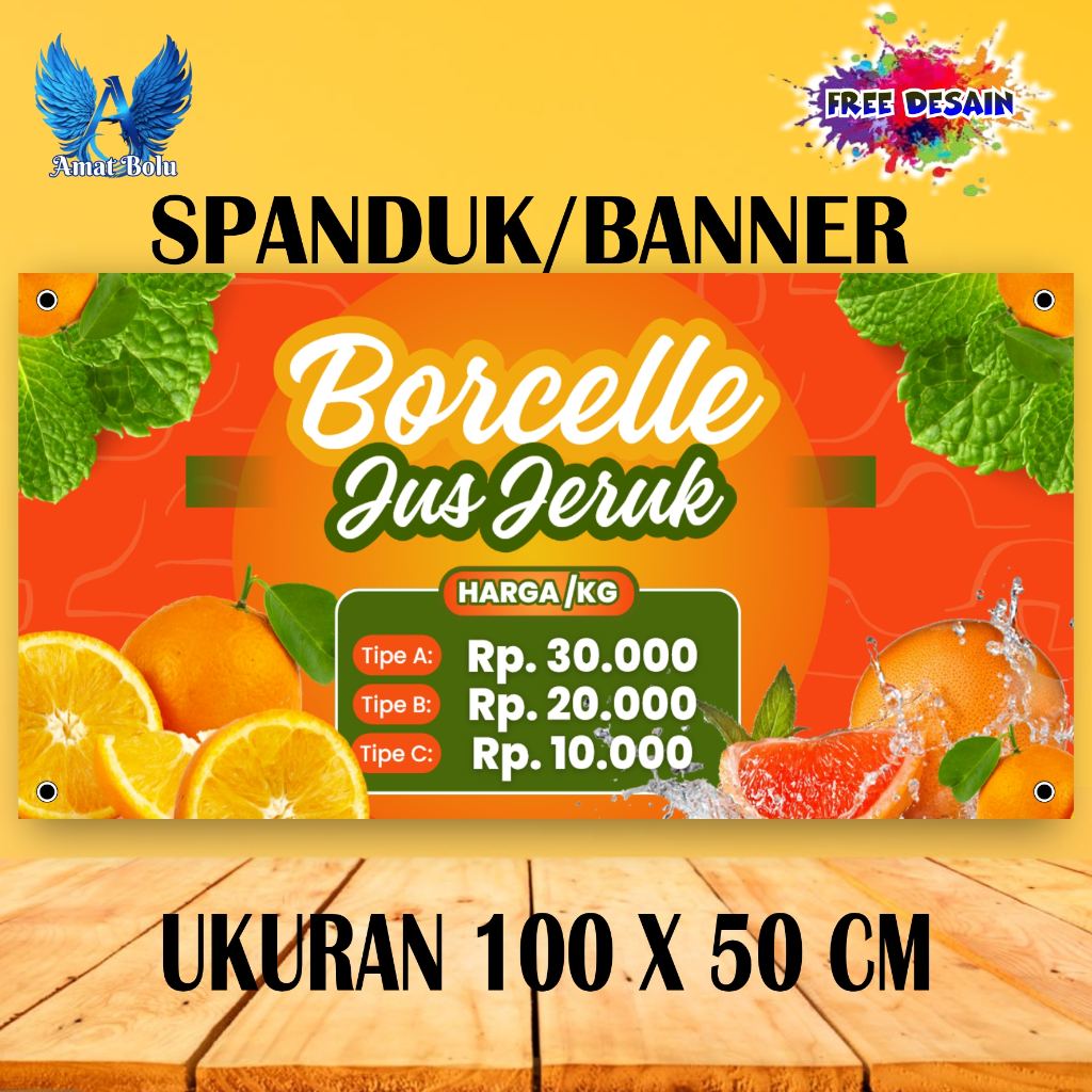 Jual Spanduk Banner JUS JERUK DAFTAR MENU JUS JERUK UKURAN 100X50 BISA ...
