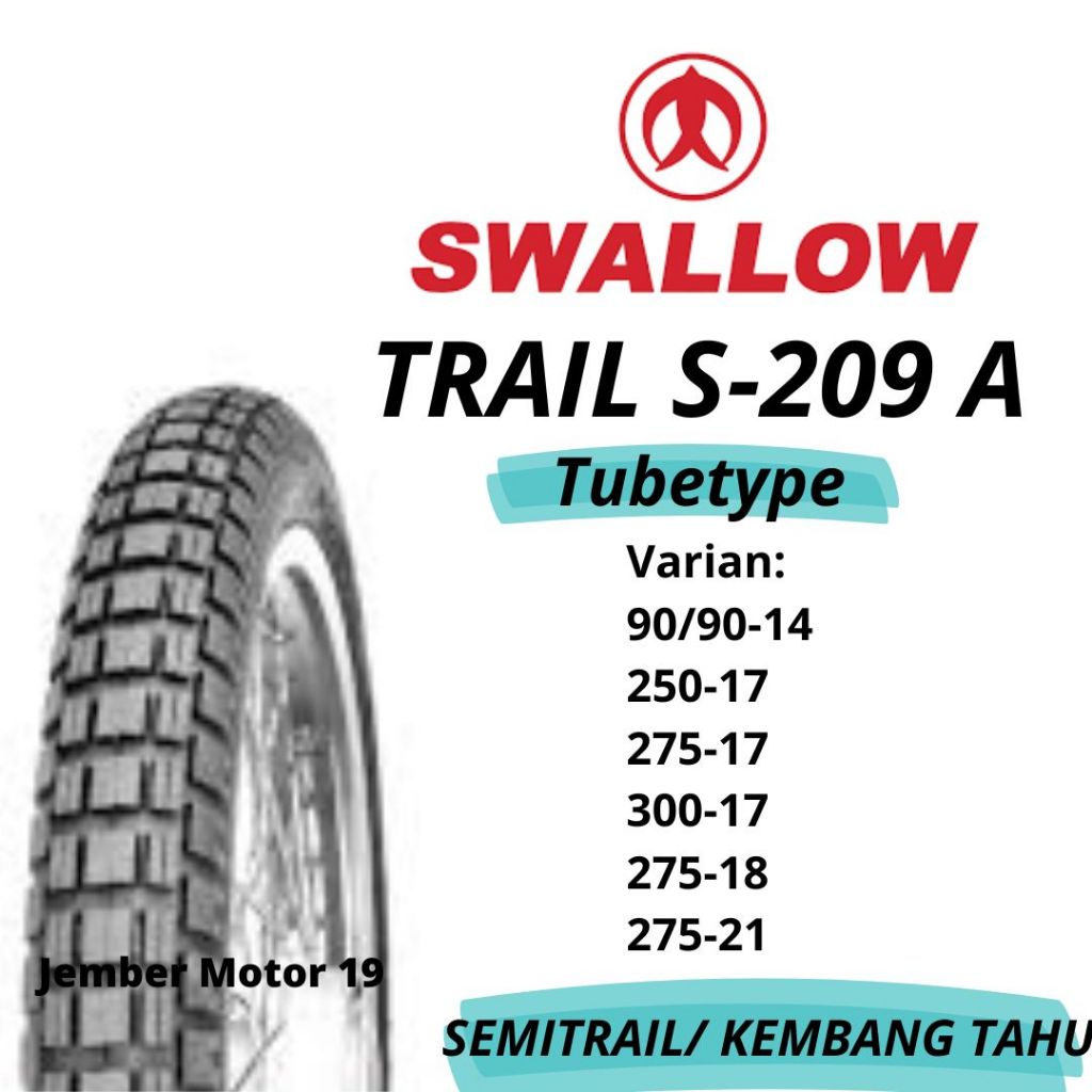 Jual BAN SWALLOW TRAIL 90/90-14, 250-17,275-17,300-17,275-18, 275-21 ...